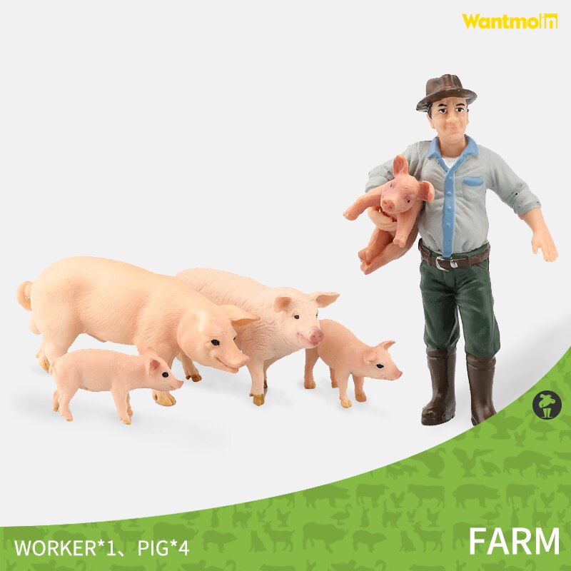 Zoo Farm House Model Action Figures Farmer Cow Hen Duck Poultry Animals ...