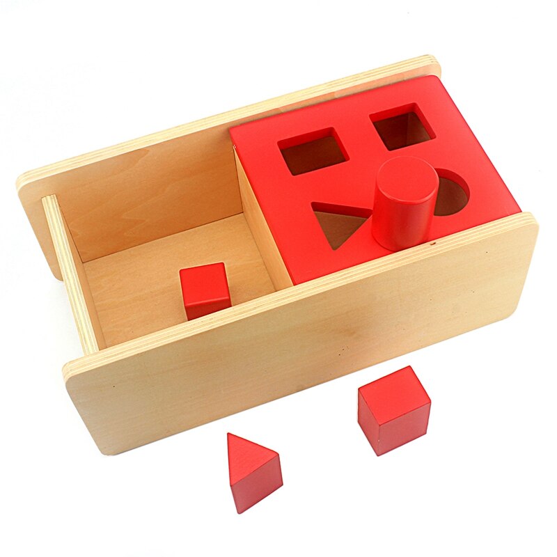 Baby Toy Montessori Kids Imbucare Box With Flip Lid 4 Shapes Wood ...