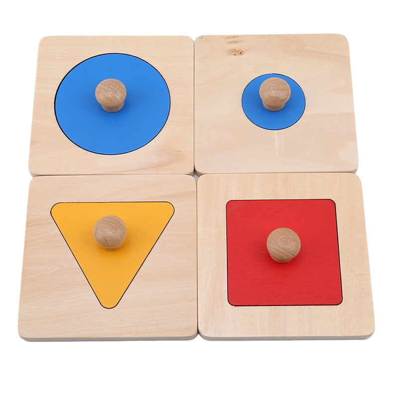 Wooden Geometric Shapes Sorting Math Montessori Puzzle Colorful ...