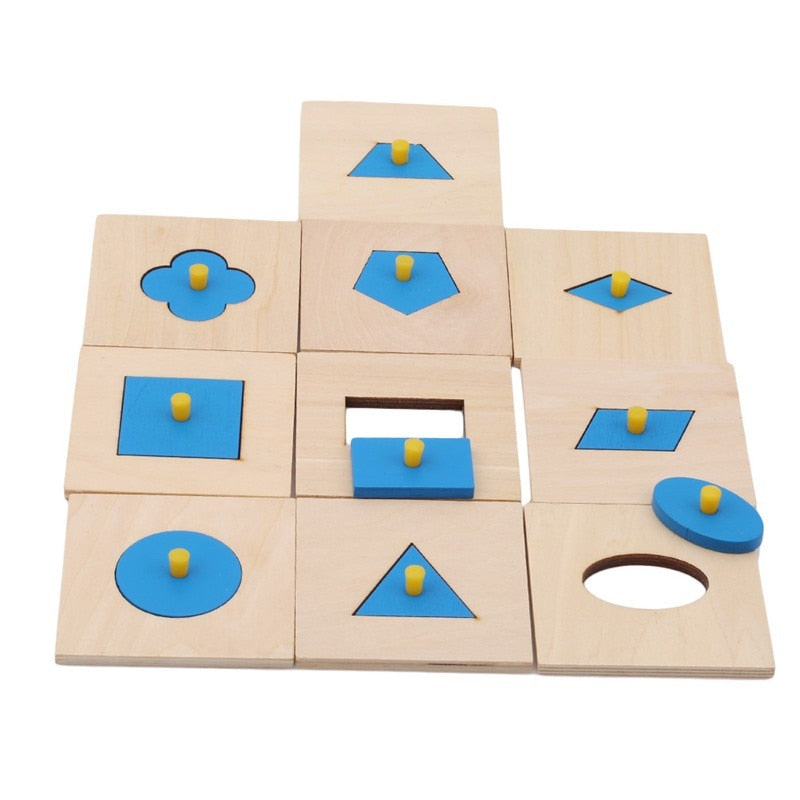 Wooden Geometric Shapes Sorting Math Montessori Puzzle Colorful ...